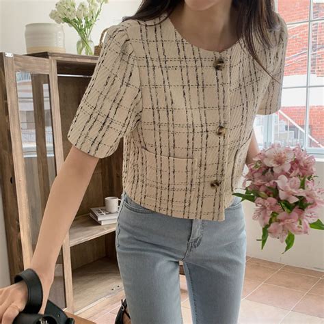 오늘출발🚀여름트위드자켓 제작 Tjk0309 루티스 트위드 반팔 자켓여름하객룩노카라트위드크롭반팔자켓