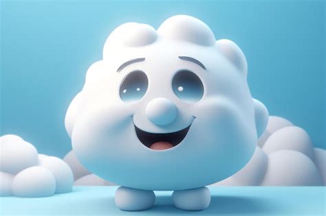 Premium Ai Image Smiling Cloud Character With A Happy Face