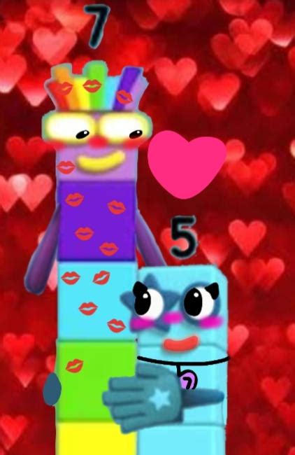 Numberblocks 5 Hugging 7 In A Love Background By Nelianana5 On Deviantart
