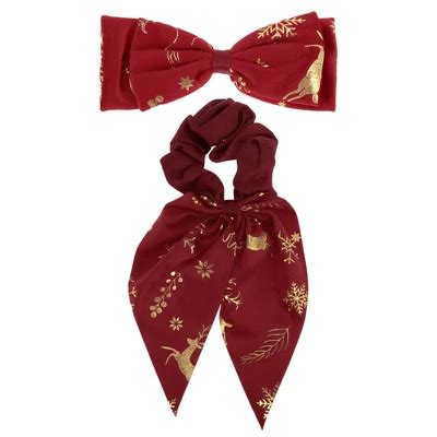 Unique Bargains Christmas Stylish Bows Hair Elastics Hair Clips 2 Pcs