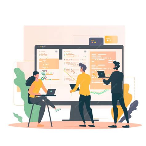 Premium Photo 2d People Working On A Project And Programming Concepts