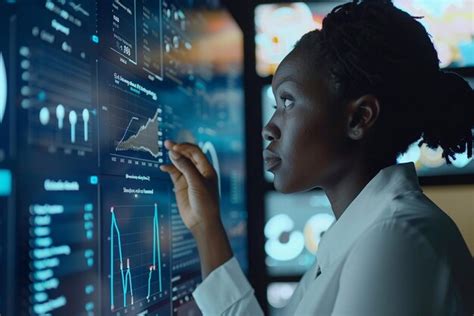 Businesswoman Using Analytics Data KPI On Dashboard Premium AI Generated Image