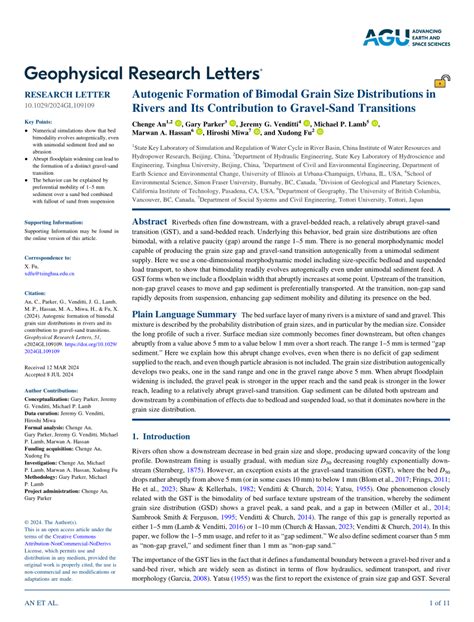 Pdf Autogenic Formation Of Bimodal Grain Size Distributions In Rivers