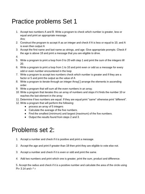 Practice Problems Set 1 Pdf