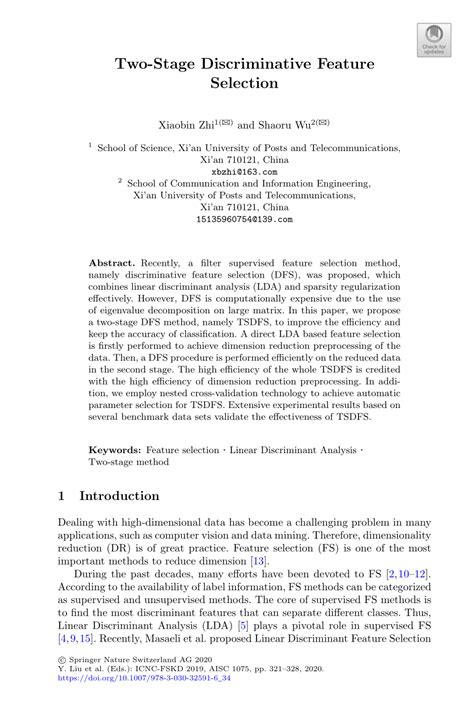 Pdf Two Stage Discriminative Feature Selection