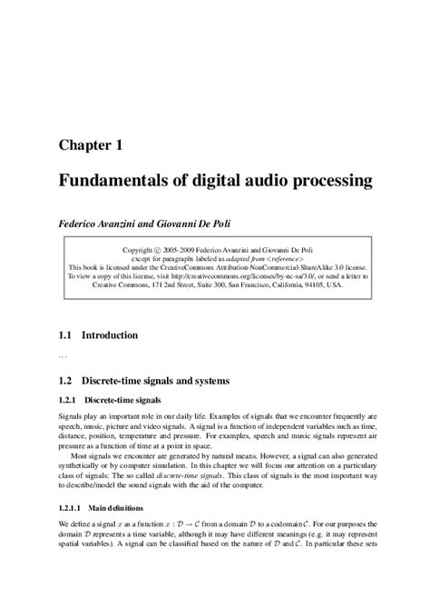 Pdf Fundamentals Of Digital Audio Processing