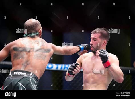 Las Vegas Nv April 29 L R Charles Johnson Punches Cody Durden