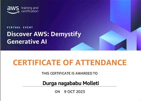 Attended Demystify Generative Ai Course Nagababu Molleti Posted On