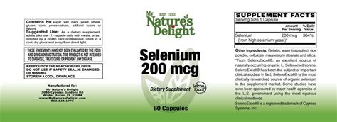 Selenium 200 Mcg 60 Caps My Natures Delight