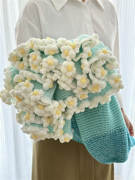 【最新款】玫瑰花束毯子成品永生花午睡花毯手工編織裝飾毯老式毛毯 蝦皮購物