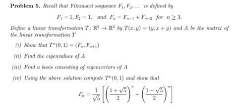 solved problem 5 recall that fibonacci sequence f1 f2