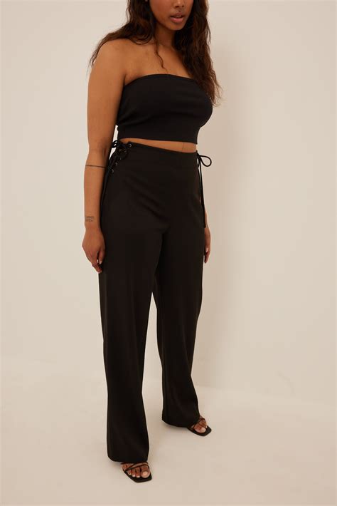 Lacing Detailed Suit Pants Black Na