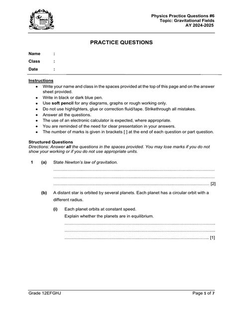 G12 Physics Practice 06 Pdf Physical Sciences Physics