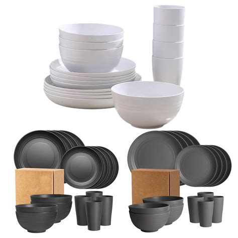 16 Piece Durable Plastic Dinnerware Set Shatterproof Dish Set For