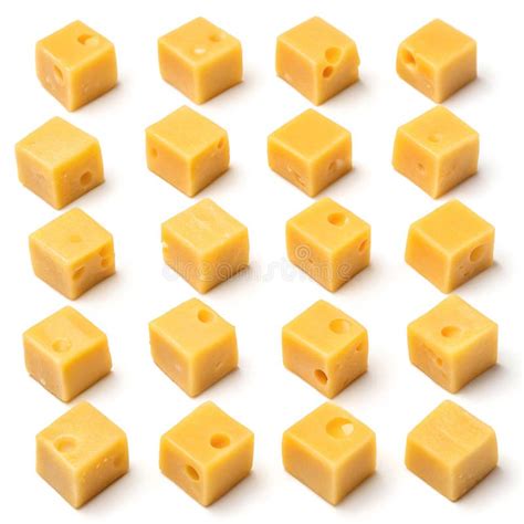 Cheese Cubes Isolated On White Background Stock Illustration