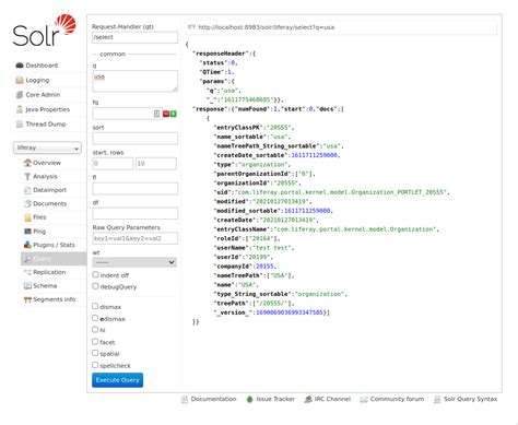 using solr admin page to check re index status and confirm indexes