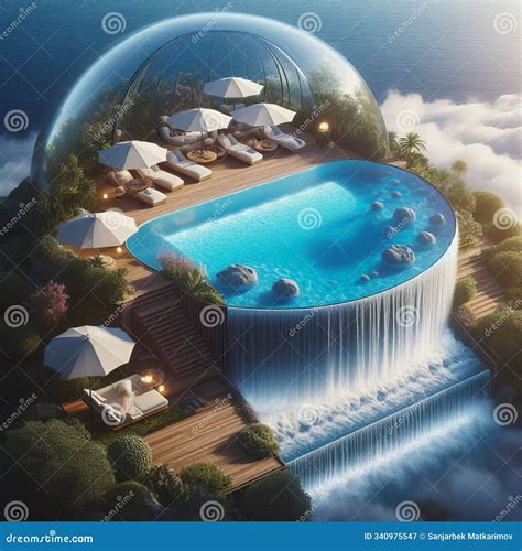 Perimeter Overflow Pool A Pool With A Perimeter Overflow Feature Stock Illustration