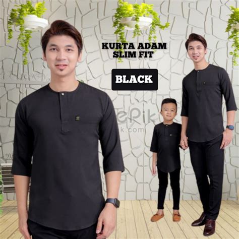 KURTA HITAM SET AYAH DAN ANAK TELUK BELANGA LENGAN TIGA SUKU READY STOK RAYA 2023 | Shopee Malaysia