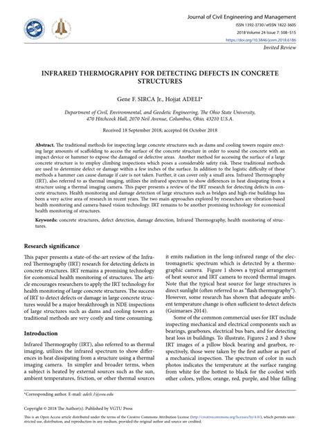Pdf Infrared Thermography For Detecting Defects In Concrete Structures