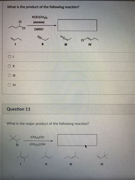Solved What is the product of the following reaction? I II | Chegg.com