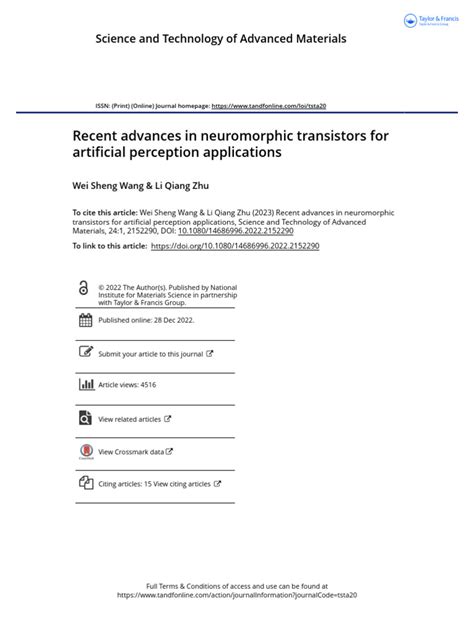Recent Advances In Neuromorphic Transistors For Artificial Perception