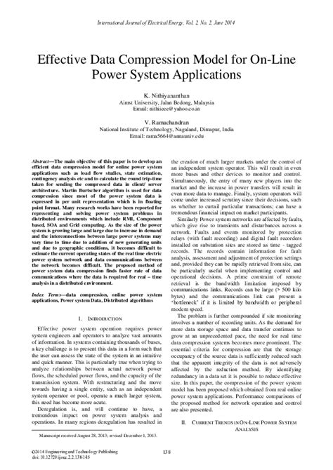 Pdf Effective Data Compression Model For On Line Power System