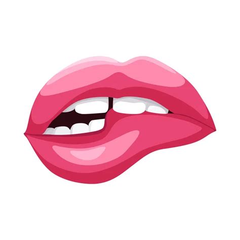 Femenina Boca Mordiendo Sus Labios — Vector De Stock 88315786