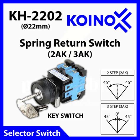 Koino Kh 2202 Ø22mm Spring Return Key Switch Selector Switch Kh
