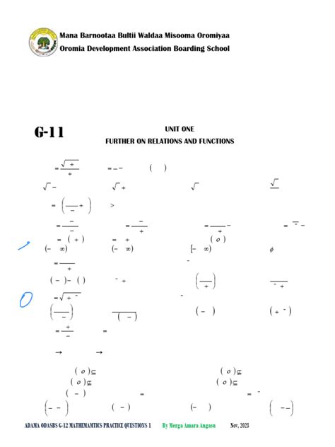 Oda Maths G 12 Practice Questions 1 1 Pdf Asymptote Series