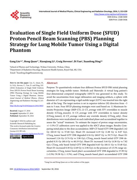 Pdf Evaluation Of Single Field Uniform Dose Sfud Proton Pencil Beam