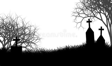 Old Tombstones On Graveyard In Haunted Cemetery Stock Illustration Illustration Of Haunted