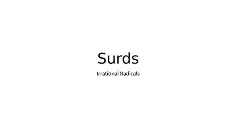 Introduction To Surds Teaching Resources