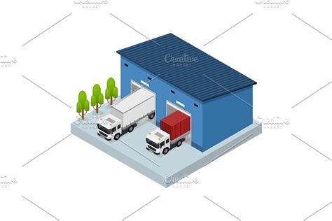 Different Types Warehouse 3d Set Graphic Illustration Isometric