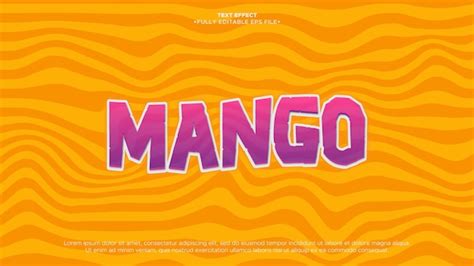 Mango 3d Text Effect Summertime Vetor Premium
