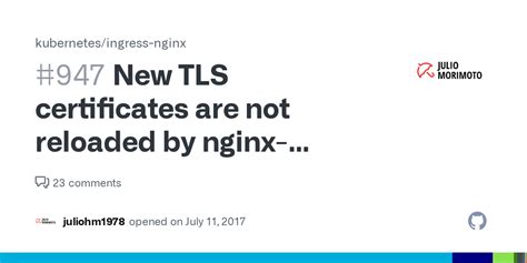 New TLS Certificates Are Not Reloaded By Nginx Ingress Controller Issue Kubernetes