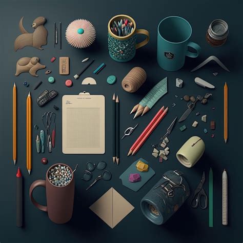 Premium Photo Creator Designer Asset Elements Top View Knolling Items