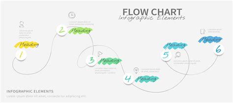 Hand Drawn Line Process Flow Chart Design Infographic Template With Six Options 24111809 Vector