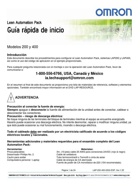 Omron Lap Qsg 200 400 Esp Pdf Aceleración Software
