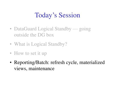 Ppt Logical Standby Database For Reporting Powerpoint Presentation