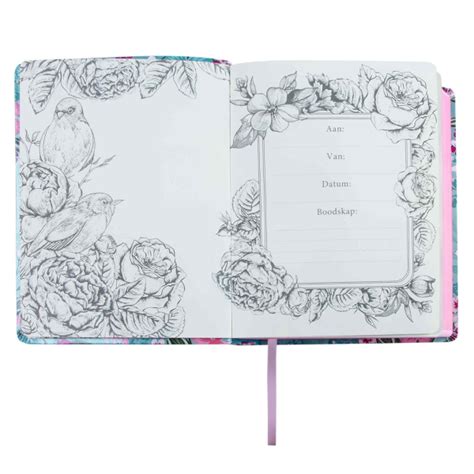 Nlv Turkoois Met Pienk Blomme Kunsleer My Kreatiewe Joernaal Bybel