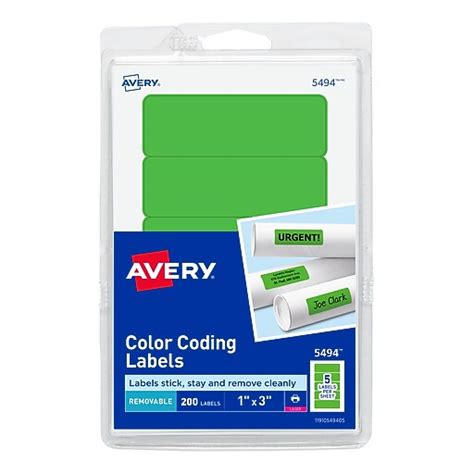 Avery Laser Color Coding Labels 1 X 3 Neon Green 5 Sheet 40 Sheets Pack 5494 Staples