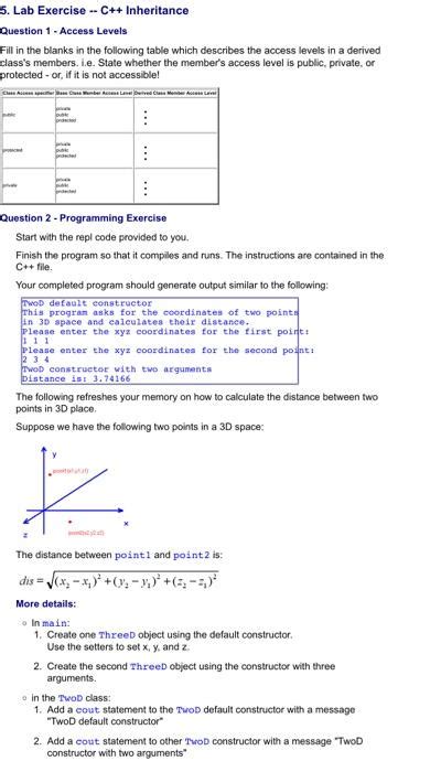 Solved 5 Lab Exercise C Inheritance Question 1
