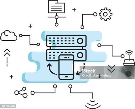 Rdp Server Access Via Mobile App Concept Machine Mobility Vector Icon Design Cloud Computing And