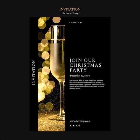 Рождество шаблон приглашение на вечеринку Бесплатный Psd