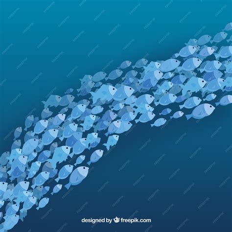 깊은 바다와 물고기 배경 학교 무료 벡터