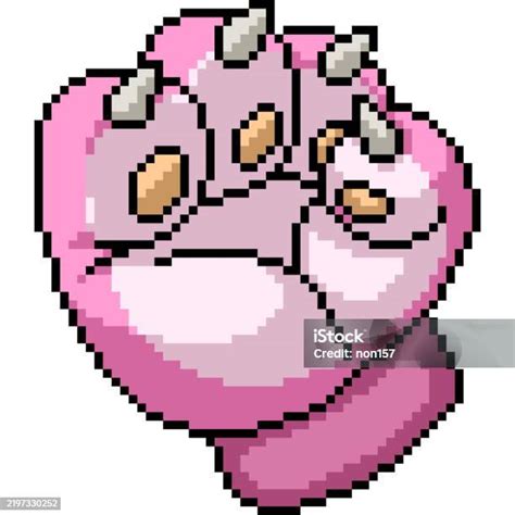 Ilustración De Pixel Art De Pata De Gato Rosa Y Más Vectores Libres De