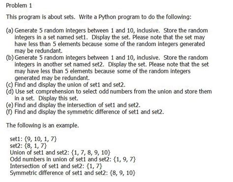 Solved Problem 1 This Program Is About Sets Write A Python