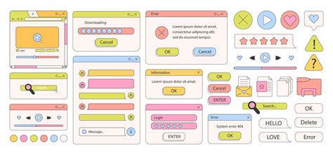 90s Retro Vaporwave Old Desktop User Interface Elements Cute Nostalgic