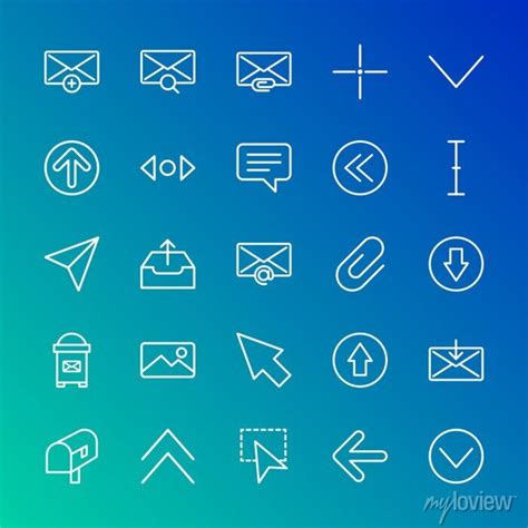 Modern Simple Set Of Arrows Cursors Email Vector Outline Icons Posters For The Wall • Posters