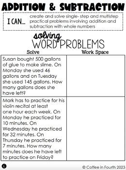 Addition And Subtraction Interactive Notebook By Coffee In Fourth